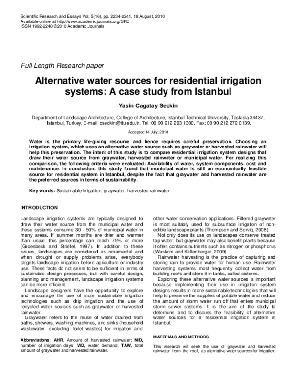 (PDF) Alternative water sources for residential irrigation systems: A ...