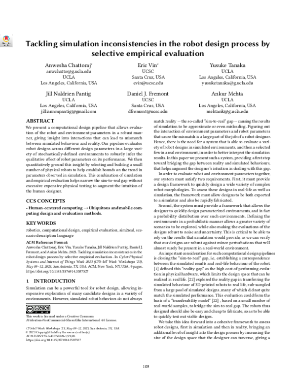 (PDF) Tackling simulation inconsistencies in the robot design process by selective empirical ...