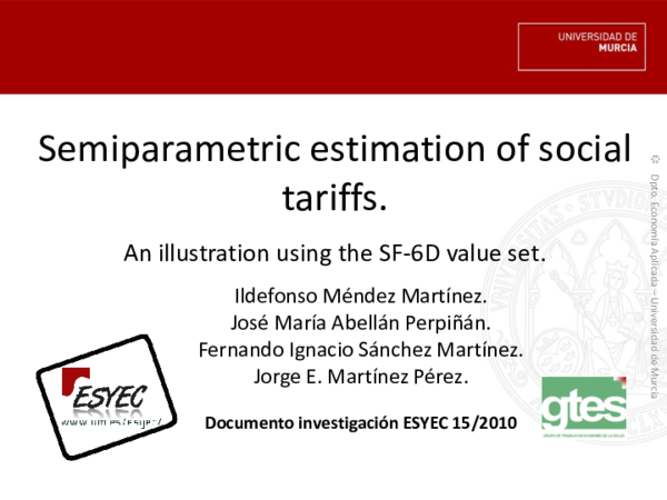 (PDF) Semiparametric estimation of social tariffs.An illustration using the SF-6D value set
