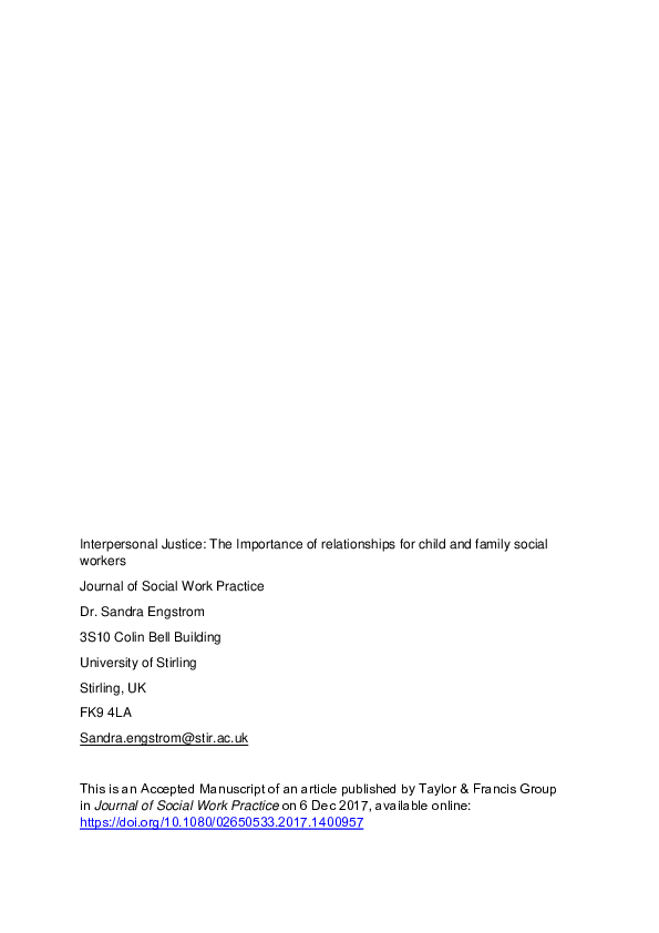 (PDF) Interpersonal Justice: The importance of relationships for child ...