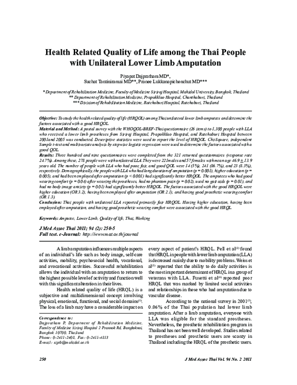 (PDF) Health related quality of life among the Thai people with ...