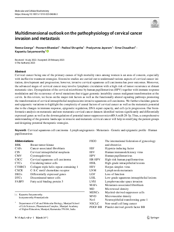 (PDF) Multidimensional outlook on the pathophysiology of cervical ...