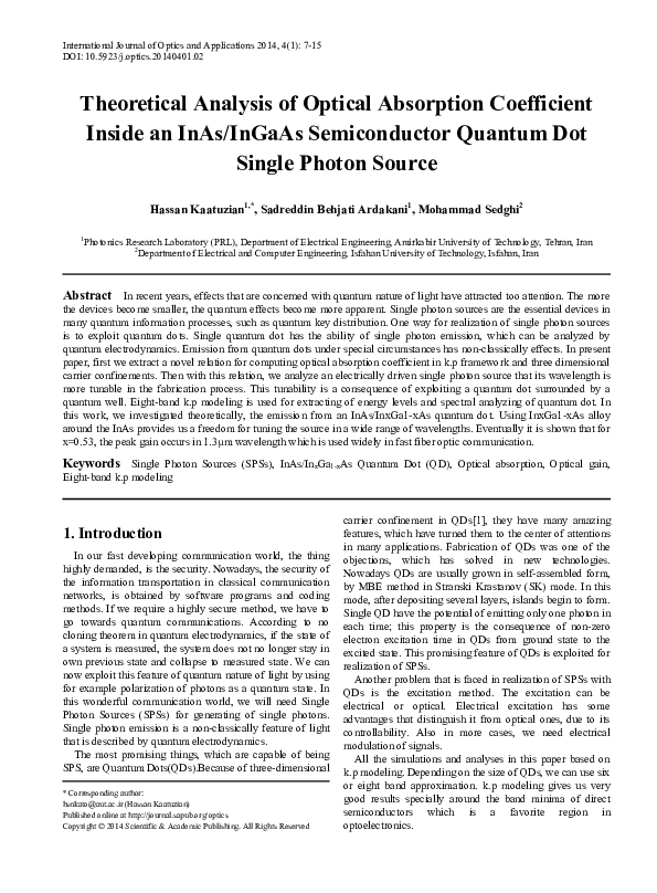 (PDF) Theoretical estimation of optical absorption coefficient inside ...