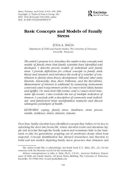 (PDF) Basic Concepts and Models of Family Stress
