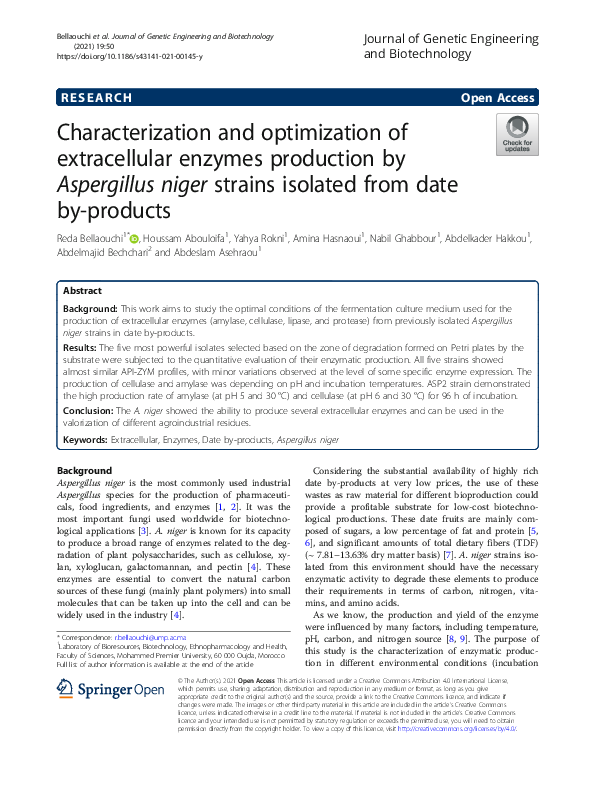 (PDF) Characterization and optimization of extracellular enzymes production by Aspergillus niger ...
