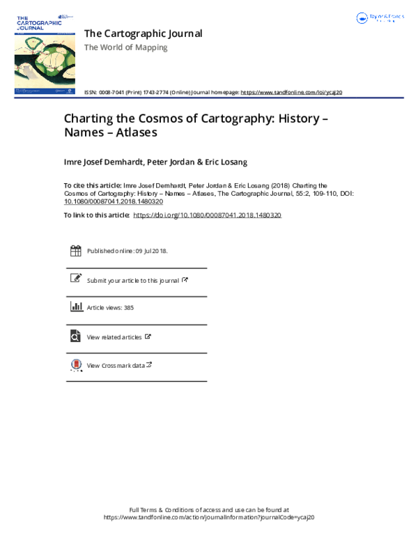 (PDF) Charting the Cosmos of Cartography: History – Names – Atlases
