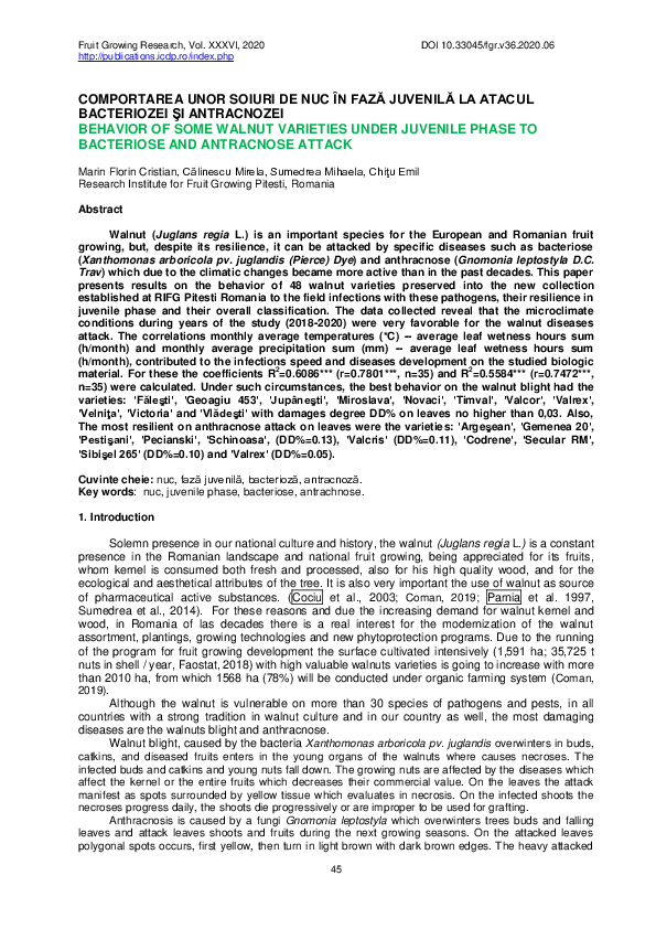 (PDF) Behavior of Some Walnut Varieties Under Juvenile Phase to ...