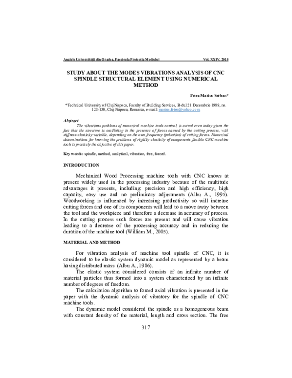 (PDF) Study About the Modes Vibrations Analysis of CNC Spindle Structural Element Using ...