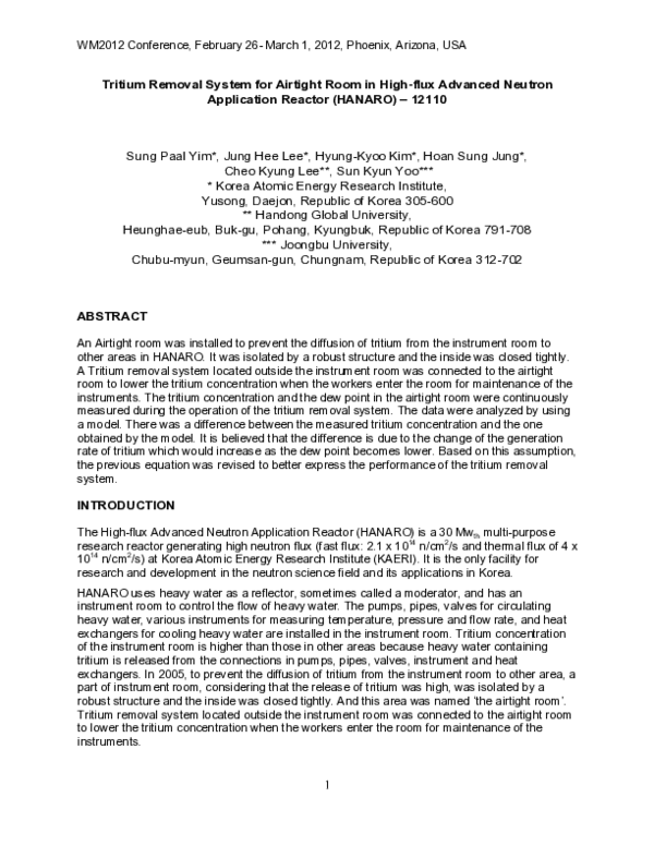(PDF) Tritium Removal System for Airtight Room in High-flux Advanced ...