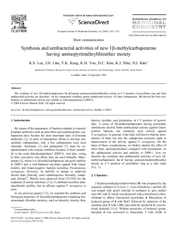 (PDF) Synthesis and antibacterial activities of new fluoroquinolones based on ciprofloxacin ...