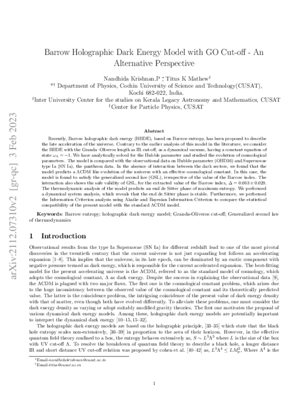 (PDF) Barrow holographic dark energy model with GO cut-off - An alternative perspective