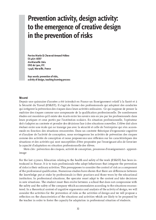 (PDF) Prevention activity, design activity: to the emergence of ...