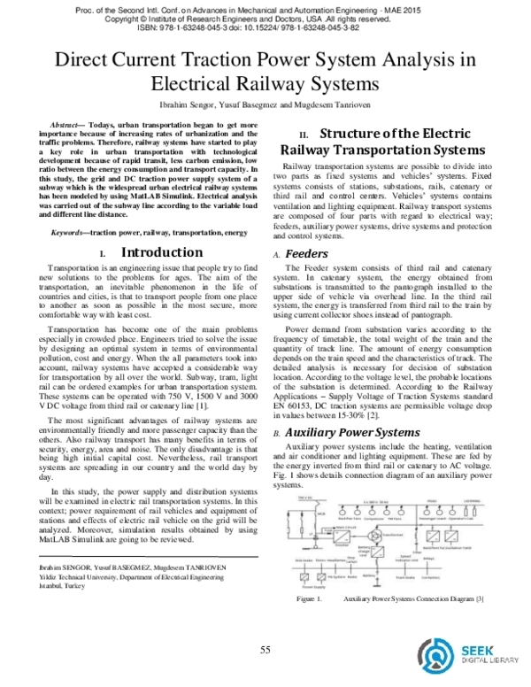 (PDF) Direct Current Traction Power System Analysis in Electrical ...