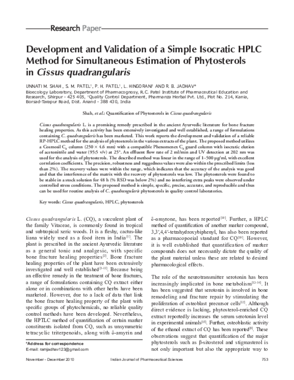 (PDF) Development and validation of a simple isocratic HPLC method for simultaneous estimation ...