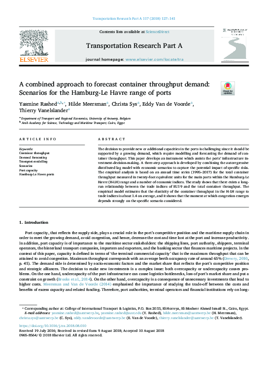(PDF) A combined approach to forecast container throughput demand: Scenarios for the Hamburg-Le ...