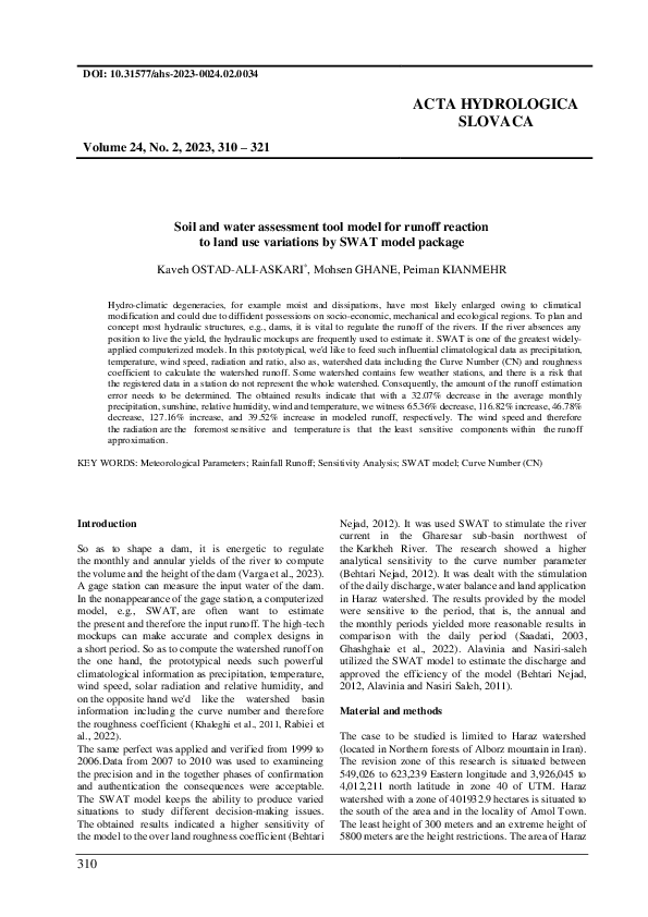 (PDF) Soil and water assessment tool model for runoff reaction to land use variations by SWAT ...