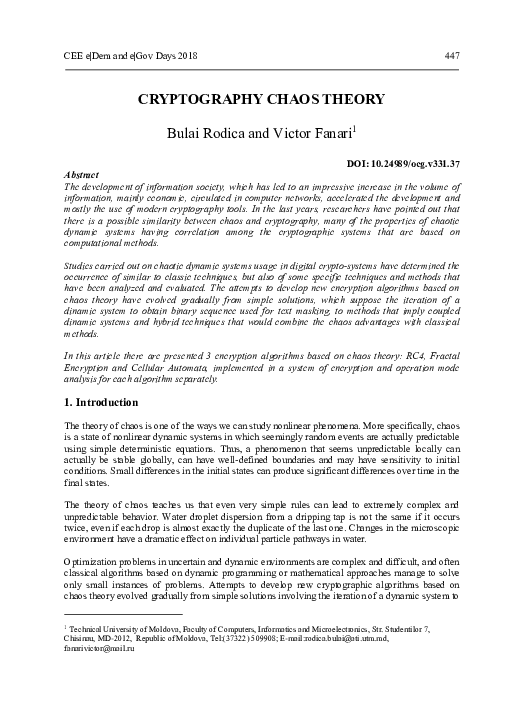 Pdf Cryptography Chaos Theory 5542