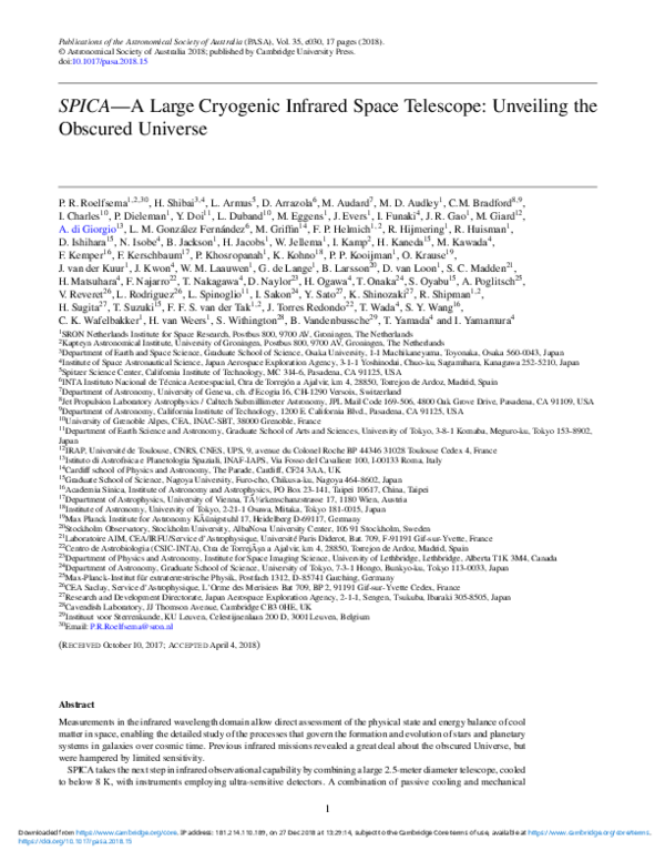 (PDF) SPICA—A Large Cryogenic Infrared Space Telescope: Unveiling the ...