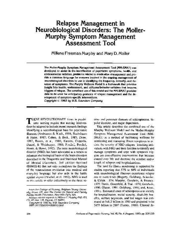 (PDF) Relapse management in neurobiological disorders: The Moller ...
