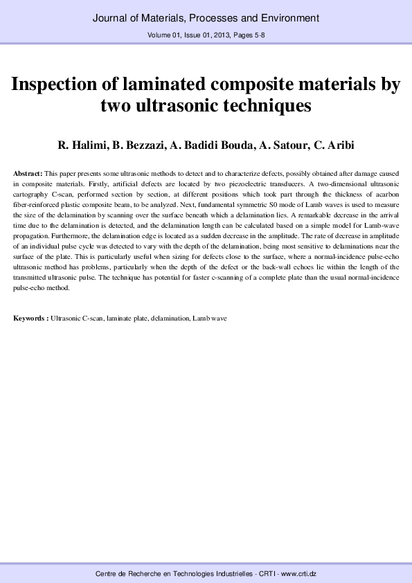 (PDF) Inspection of laminated composite materials by two ultrasonic ...