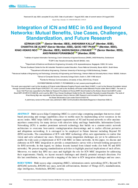 (PDF) Integration of ICN and MEC in 5G and Beyond Networks: Mutual ...