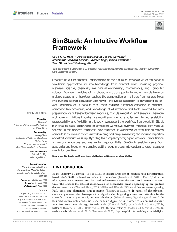 (PDF) SimStack: An Intuitive Workflow Framework