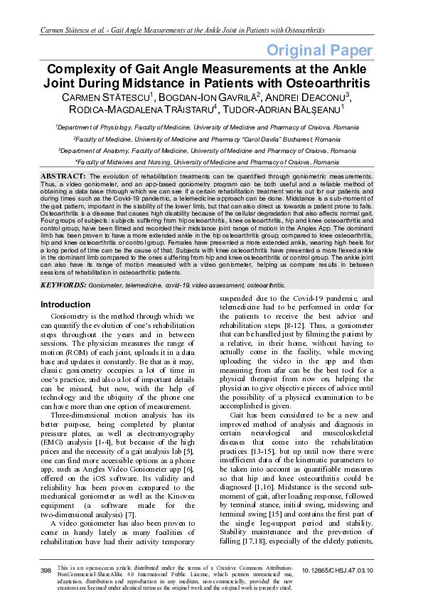 (PDF) Complexity of Gait Angle Measurements at the Ankle Joint During ...