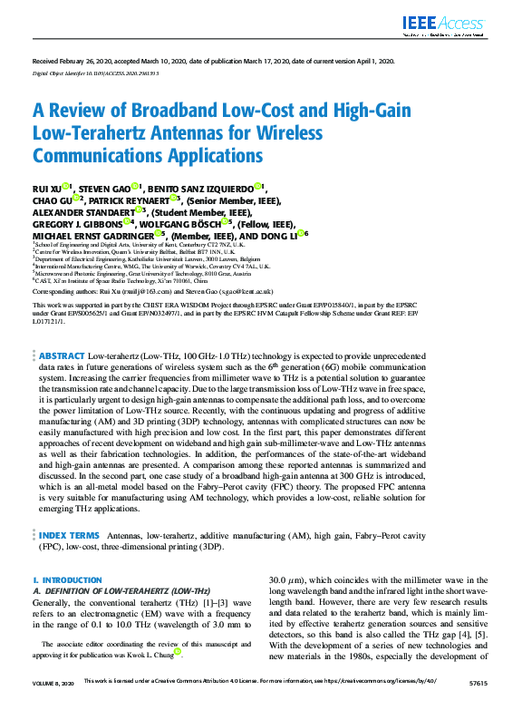 (PDF) A Review of Broadband Low-Cost and High-Gain Low-Terahertz ...