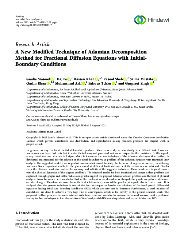 Pdf A New Modified Technique Of Adomian Decomposition Method For