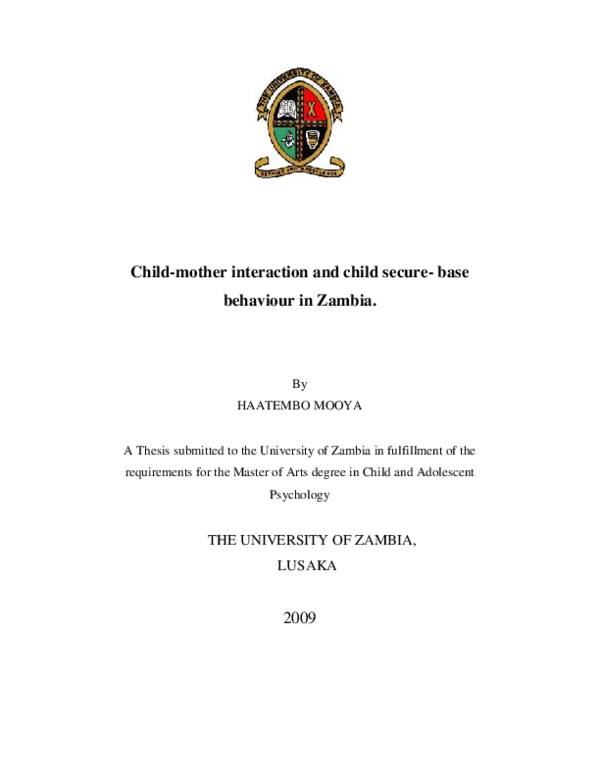 (PDF) Child -Mother interaction and child secure-base behaviour in ...