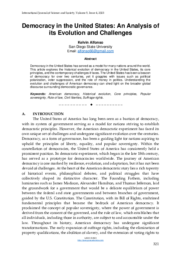 (PDF) Democracy in the United States: An Analysis of its Evolution and ...