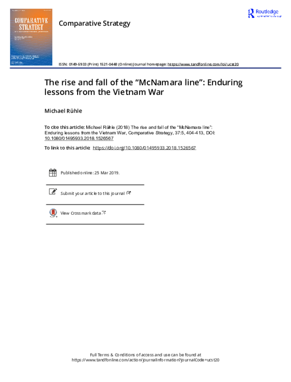 (PDF) The rise and fall of the “McNamara line”: Enduring lessons from ...