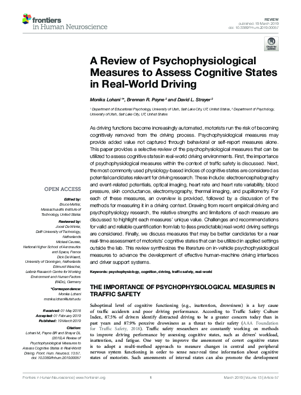 (PDF) A Review of Psychophysiological Measures to Assess Cognitive ...