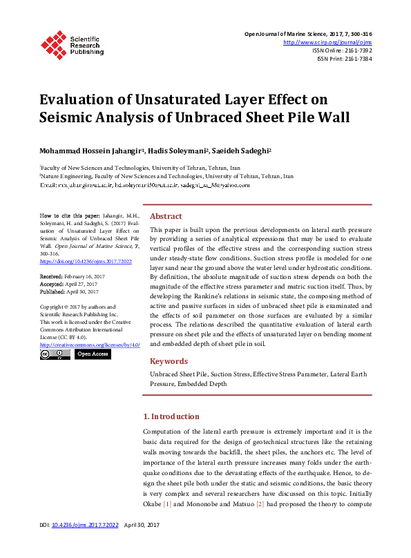 (PDF) Evaluation of Unsaturated Layer Effect on Seismic Analysis of ...