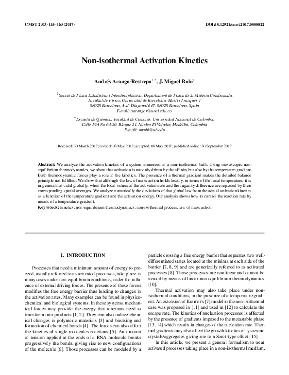 (PDF) Non-isothermal Activation Kinetics