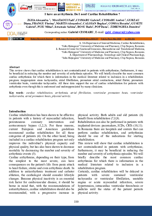 (PDF) I have an arrhythmia. Do I need Cardiac Rehabilitation