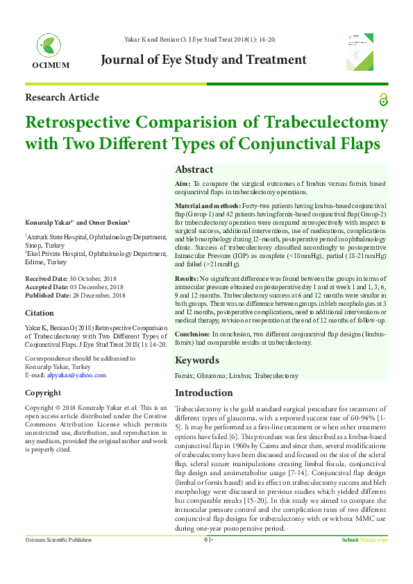 (PDF) Retrospective Comparision of Trabeculectomy with Two Different ...