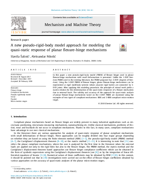 (PDF) A new pseudo-rigid-body model approach for modeling the quasi ...