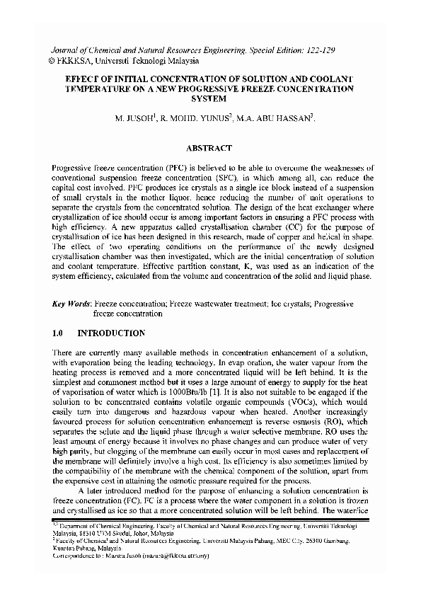 (PDF) Effect of initial concentration of solution and coolant ...