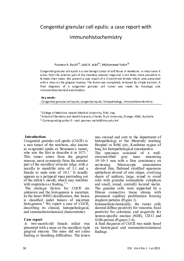 (PDF) Congenital granular cell epulis: a case report with ...