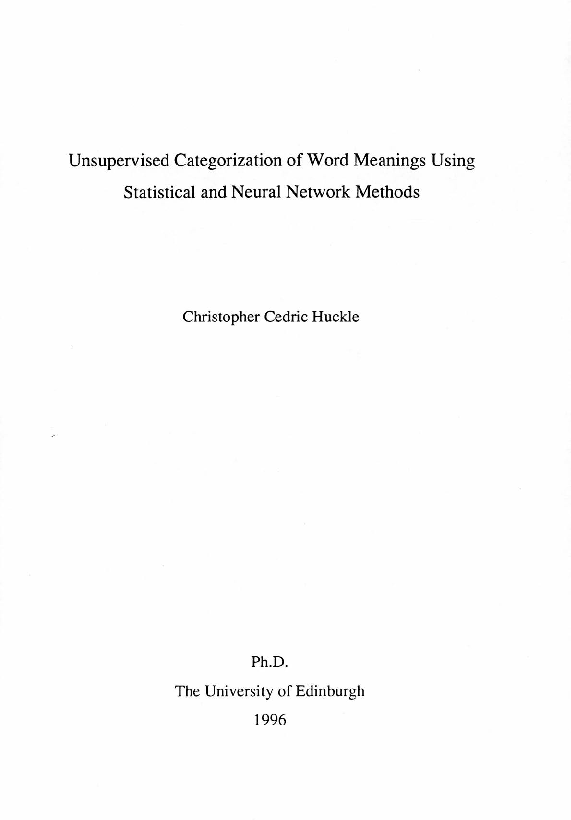 Pdf Unsupervised Categorization Of Word Meanings Using Statistical And Neural Network Methods