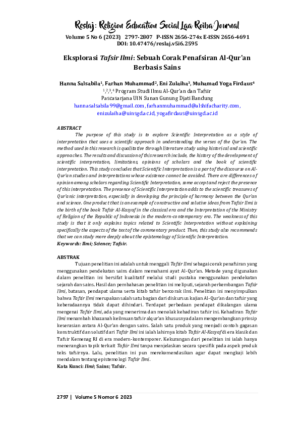 (PDF) Eksplorasi Tafsir Ilmi