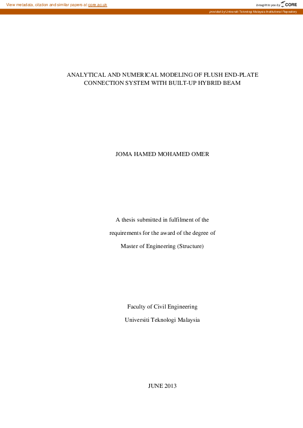 (PDF) Analytical and numerical modeling of flush end-plate connection ...