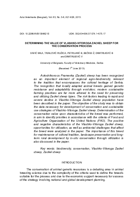 (PDF) Determining the value of Vlashko-Vitoroga Zackel sheep for the ...
