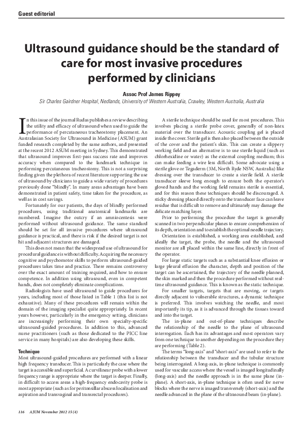 (PDF) Ultrasound guidance should be the standard of care for most ...