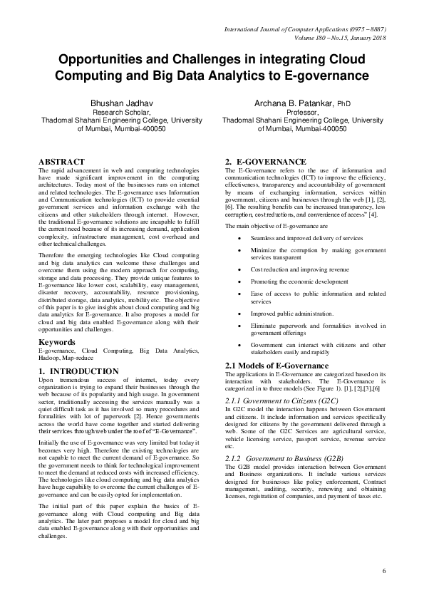 Pdf Cloud Computing And Big Data In E Governance