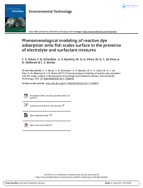 (PDF) Phenomenological modeling of reactive dye adsorption onto fish ...