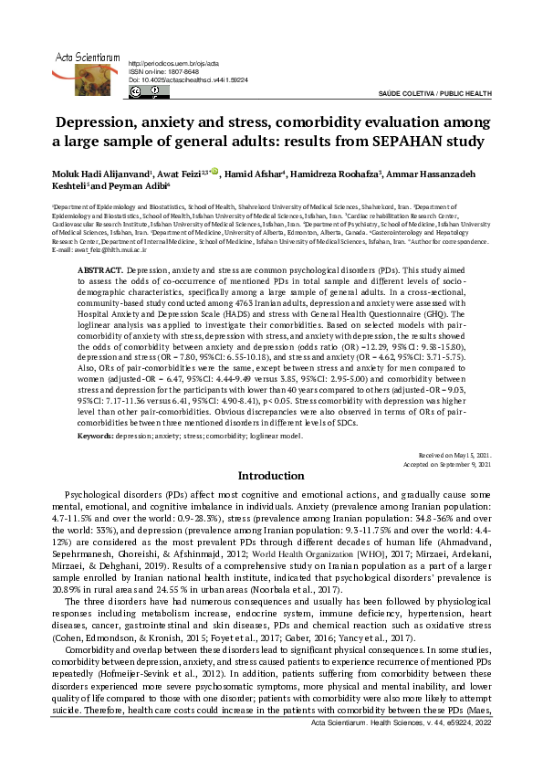 (PDF) Depression, anxiety and stress, comorbidity evaluation among a ...