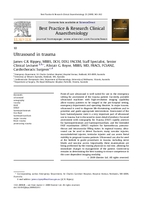 (PDF) Ultrasound in trauma