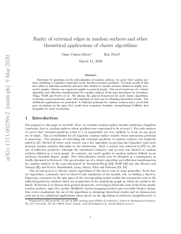 (PDF) Rarity of extremal edges in random surfaces and other theoretical ...